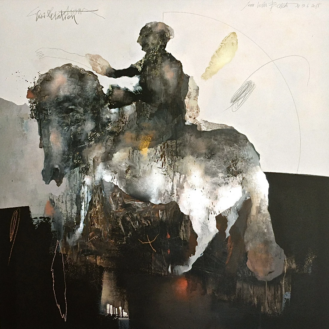 The Horseman by Jean-Louis Bessede, Acrylic on Wood – NewYorkART.com